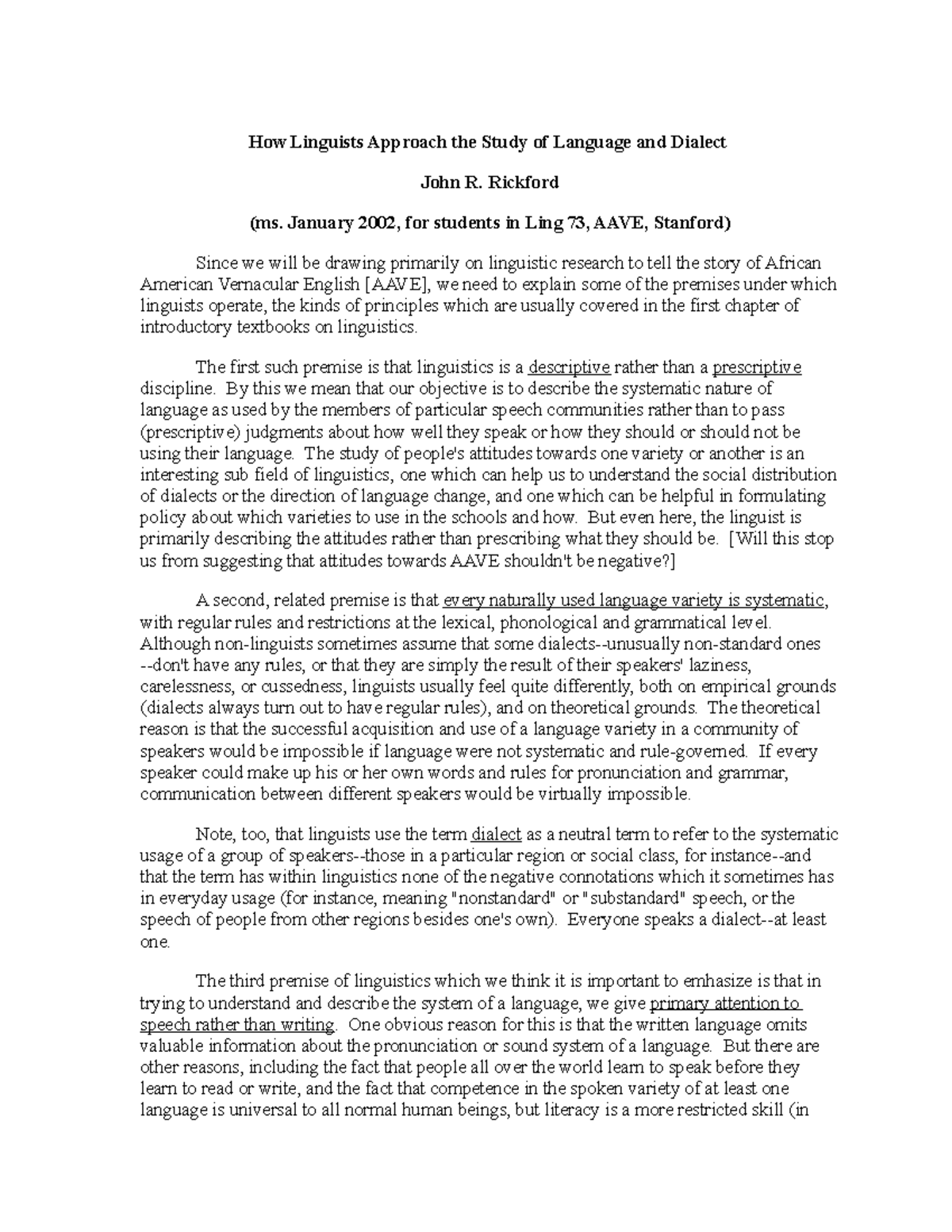 Language AND Dialect - Discourse Analysis - How Linguists Approach the ...