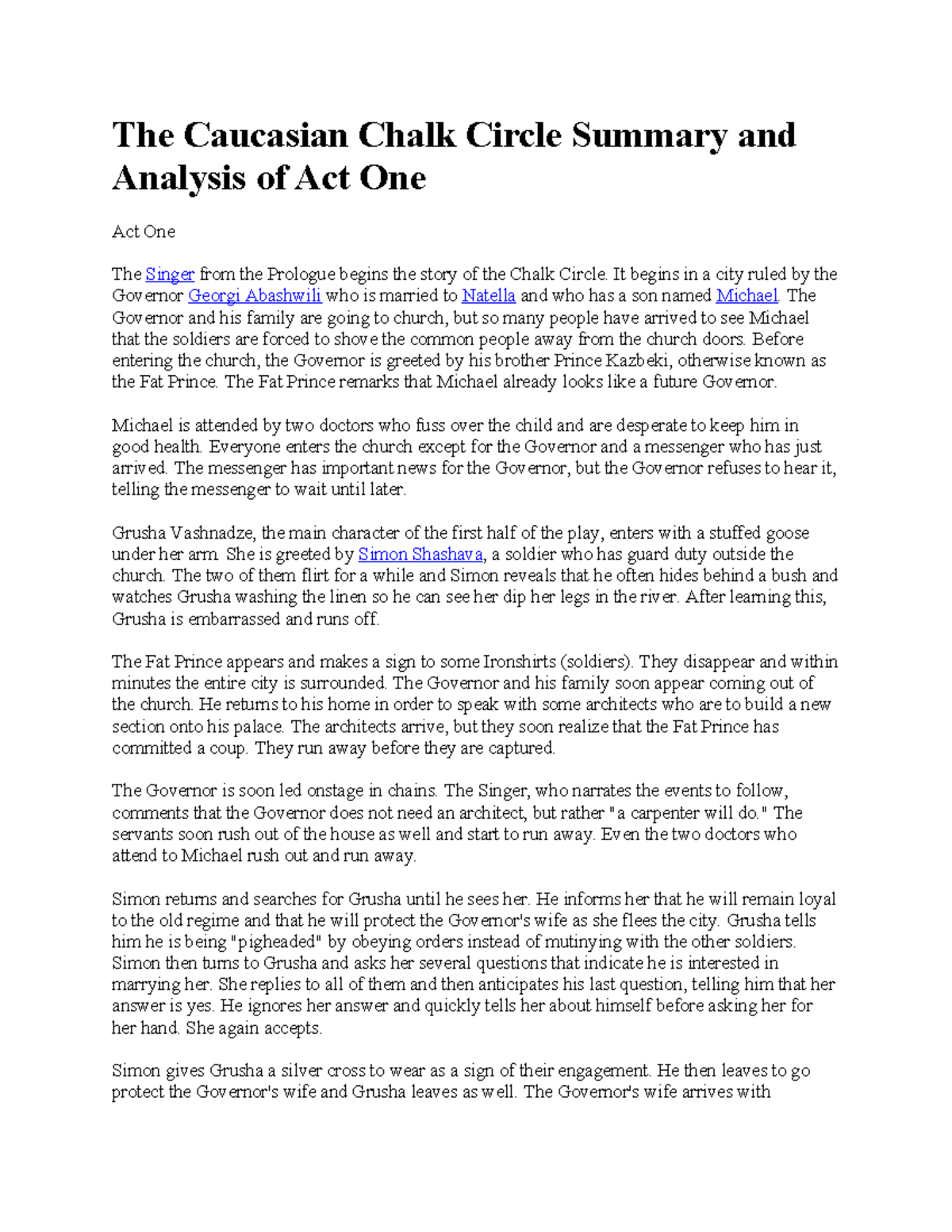 The Caucasian Chalk Circle Summary and A - The Caucasian Chalk Circle ...