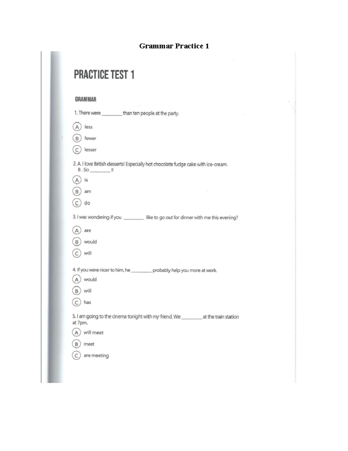 Grammar-Practice-1 - Academic English - Grammar Practice - Studocu