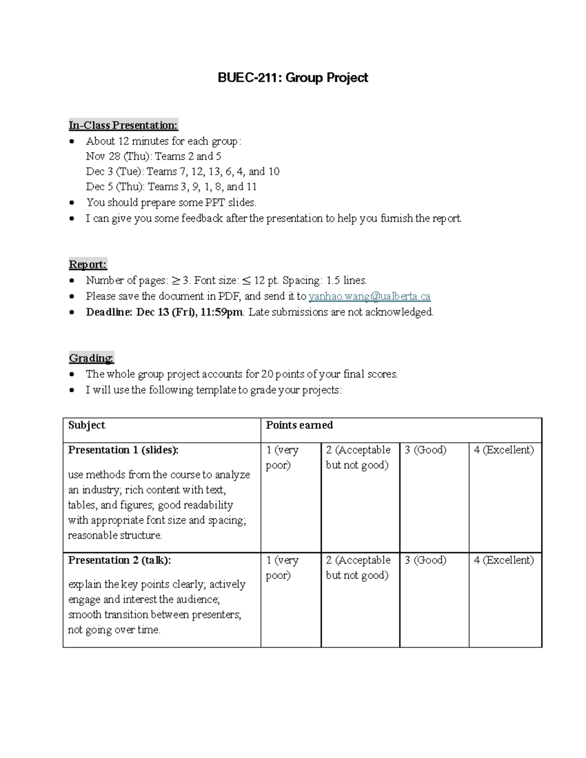 Group Project Guidelines - BUEC-211: Group Project In-Class ...