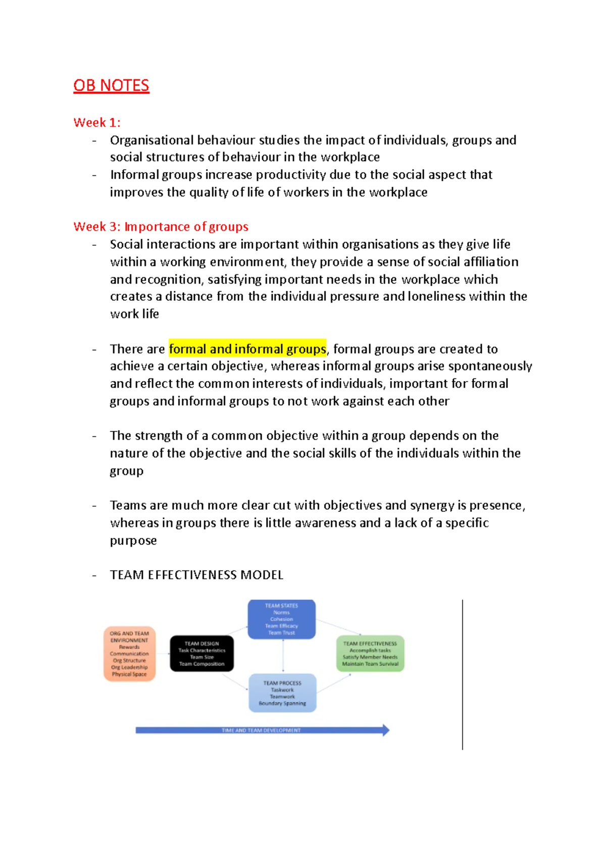 OB Notes - MGMT20001 - Unimelb - Studocu