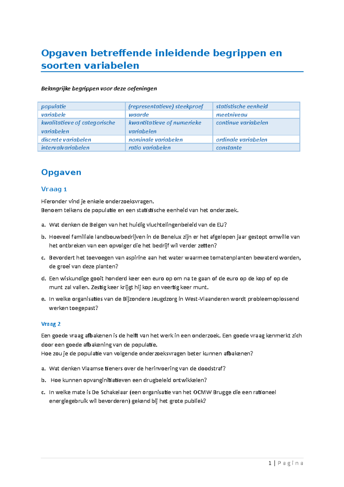 1 Inleiding - Succes ermee - Opgaven betreffende inleidende begrippen ...