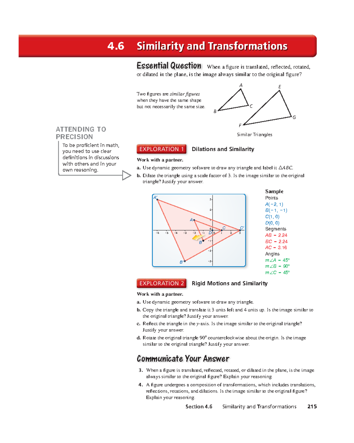 Geo pe 04 06 - Idk - Section 4 Similarity and Transformations 215 4 ...