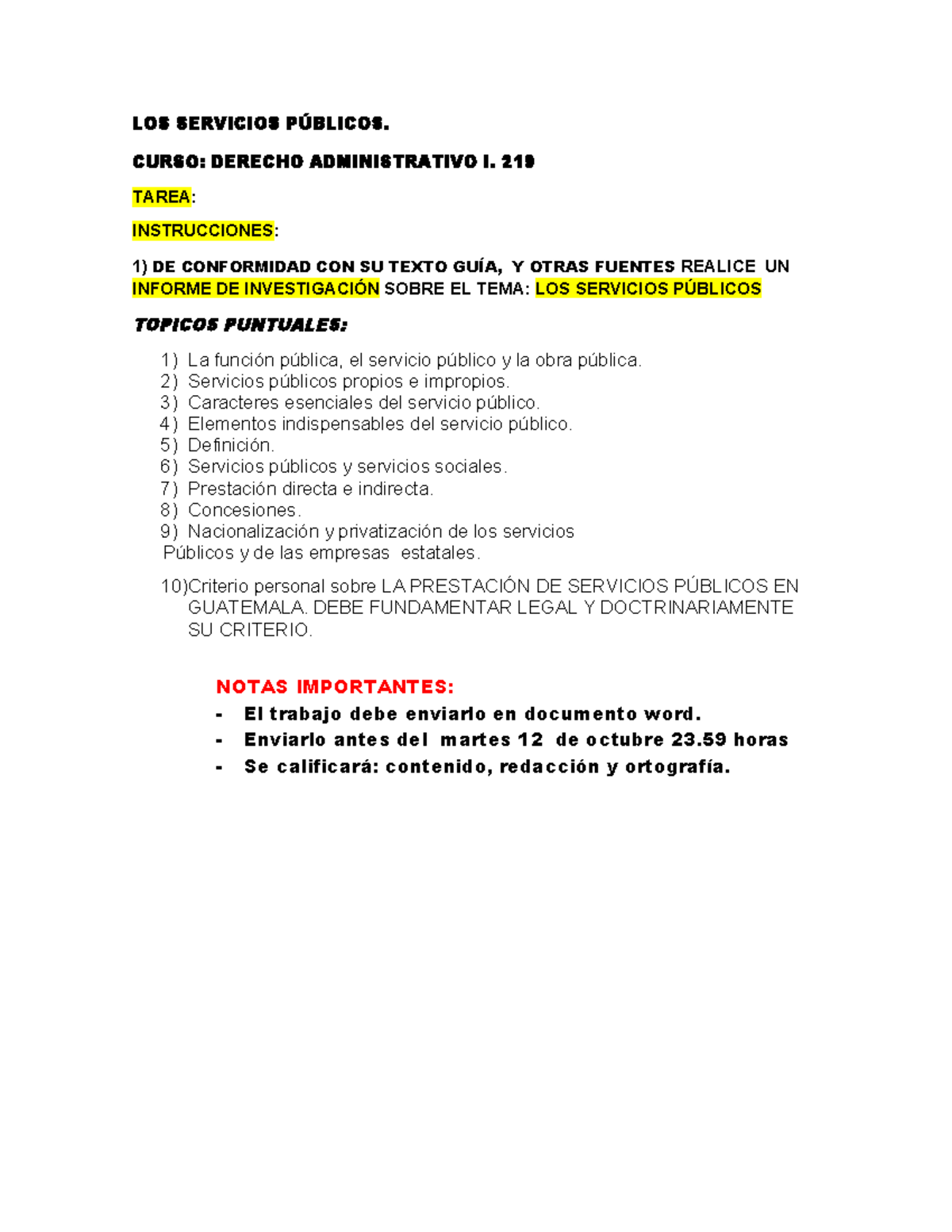 Tarea Sobre TEMA No. 11. LOS Servicios Públicos - LOS SERVICIOS ...