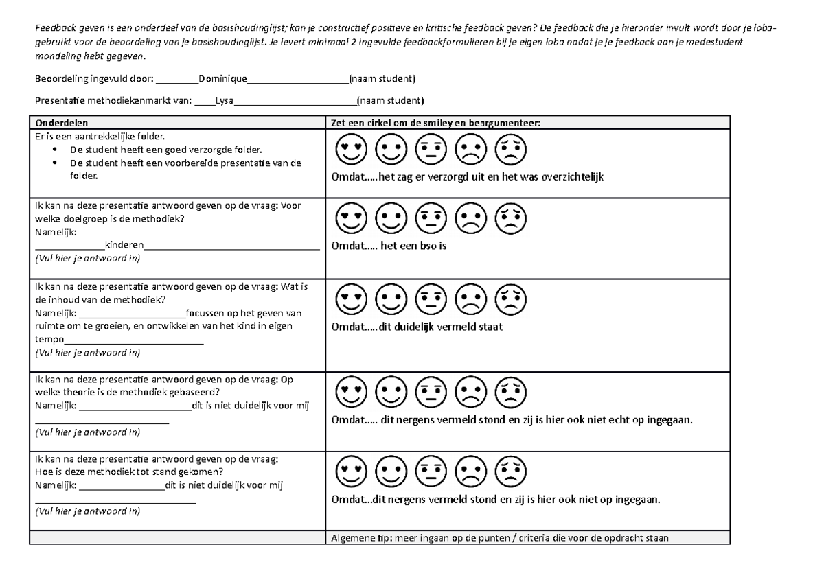 Feedback lyza - Feedback geven is een onderdeel van de ...