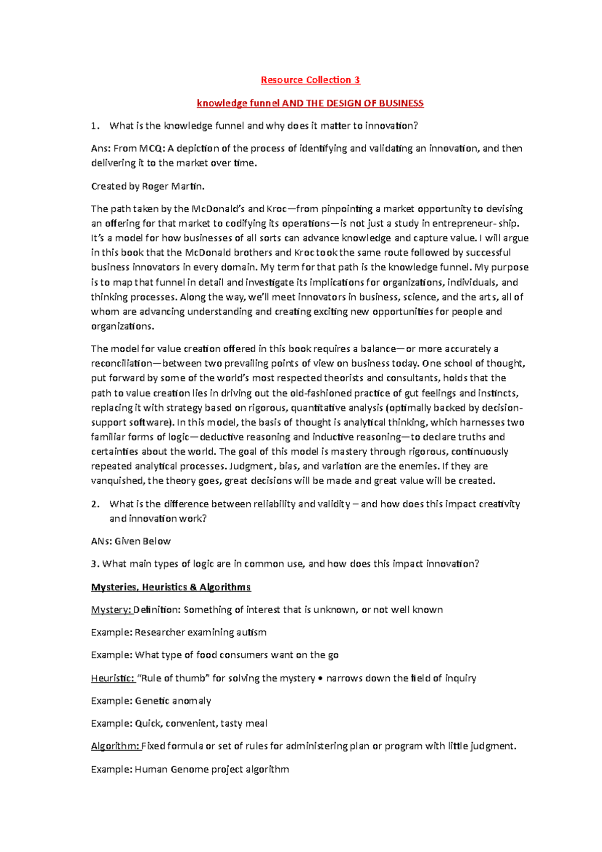 Resource Collection 3 Answers - Resource Collection 3 knowledge funnel ...