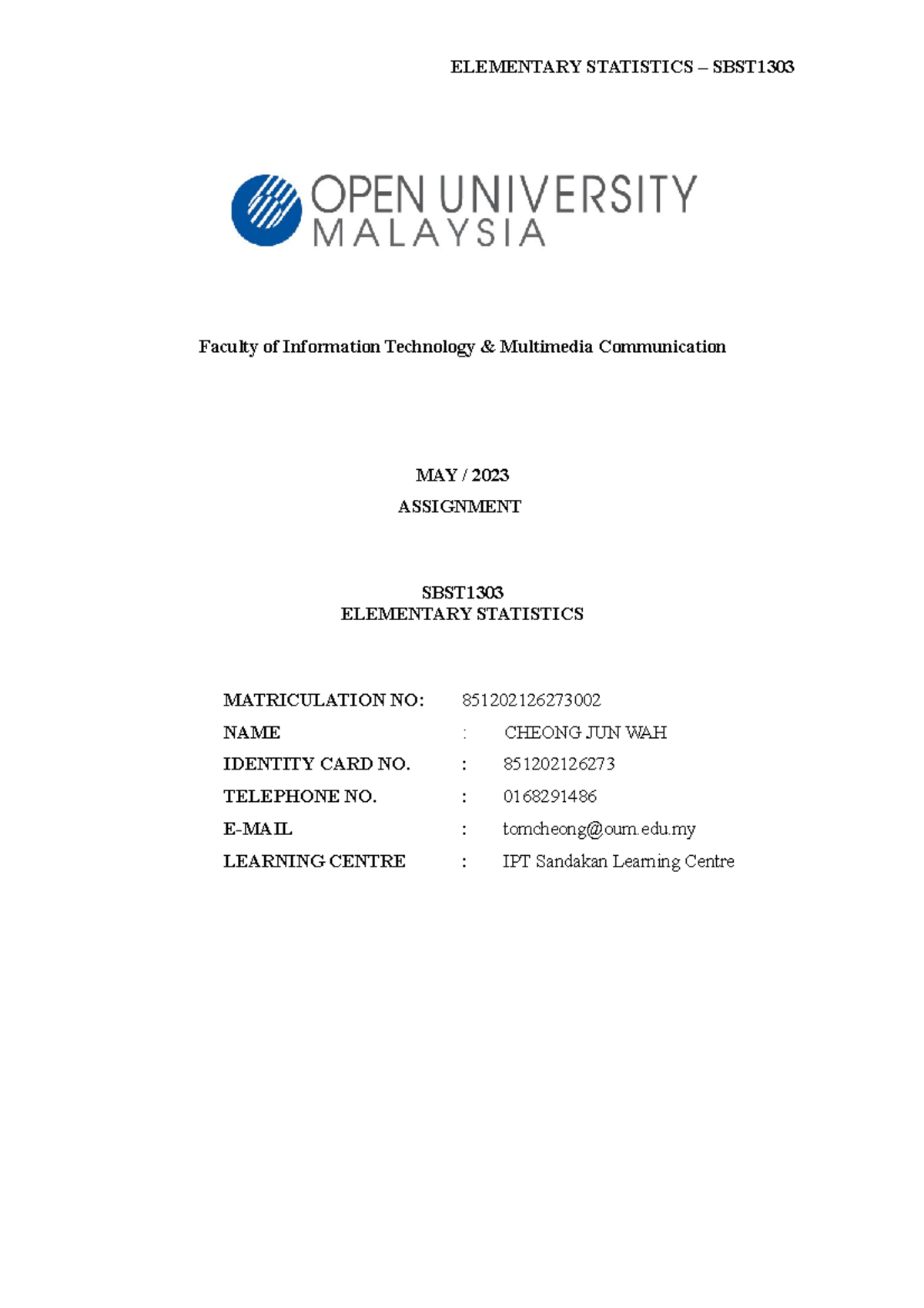 SBST1303 Assignment - Faculty of Information Technology & Multimedia ...