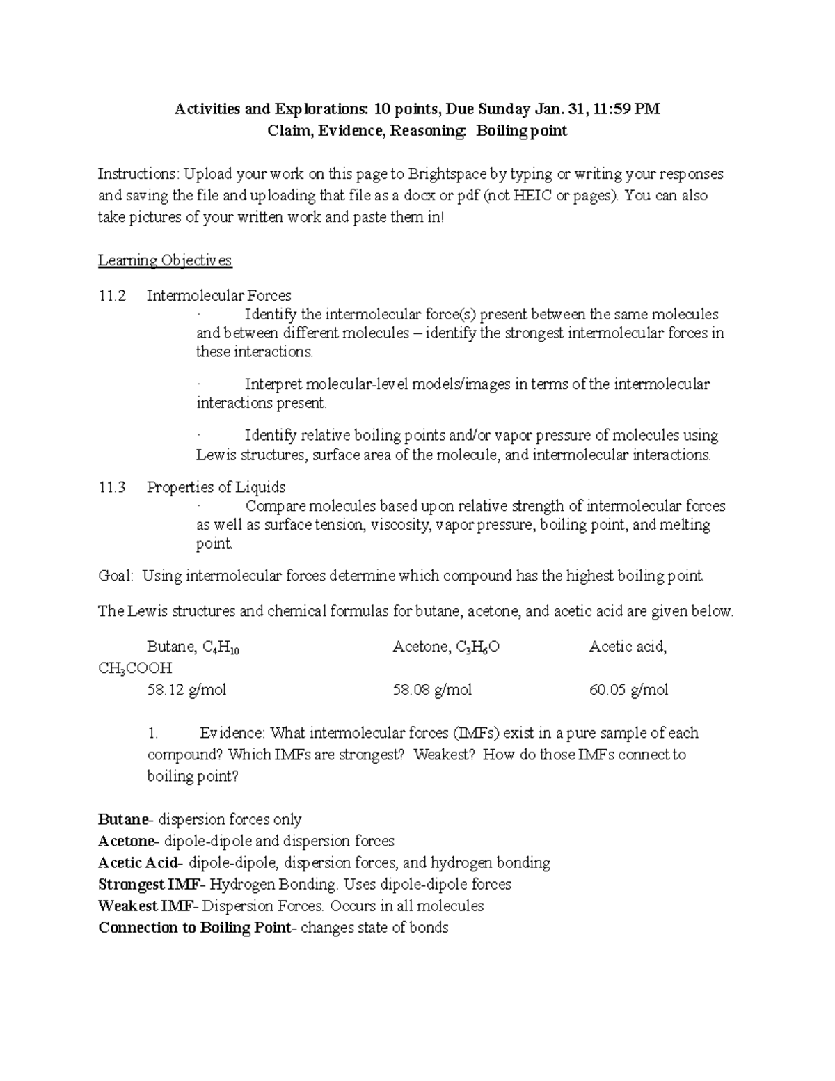 Boiling Point - Lab - Activities and Explorations: 10 points, Due ...