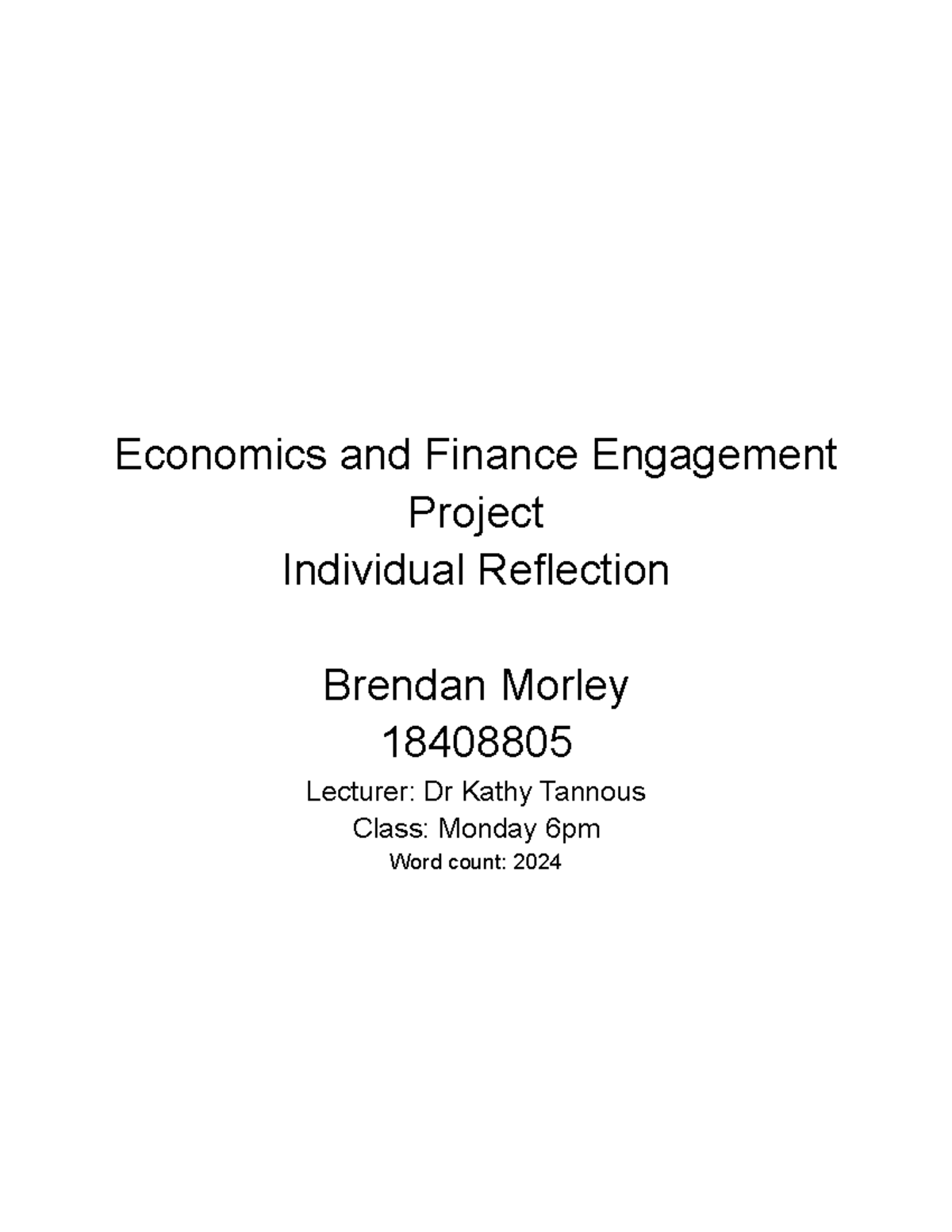 Economics and Finance Engagement Project - Economics and Finance ...