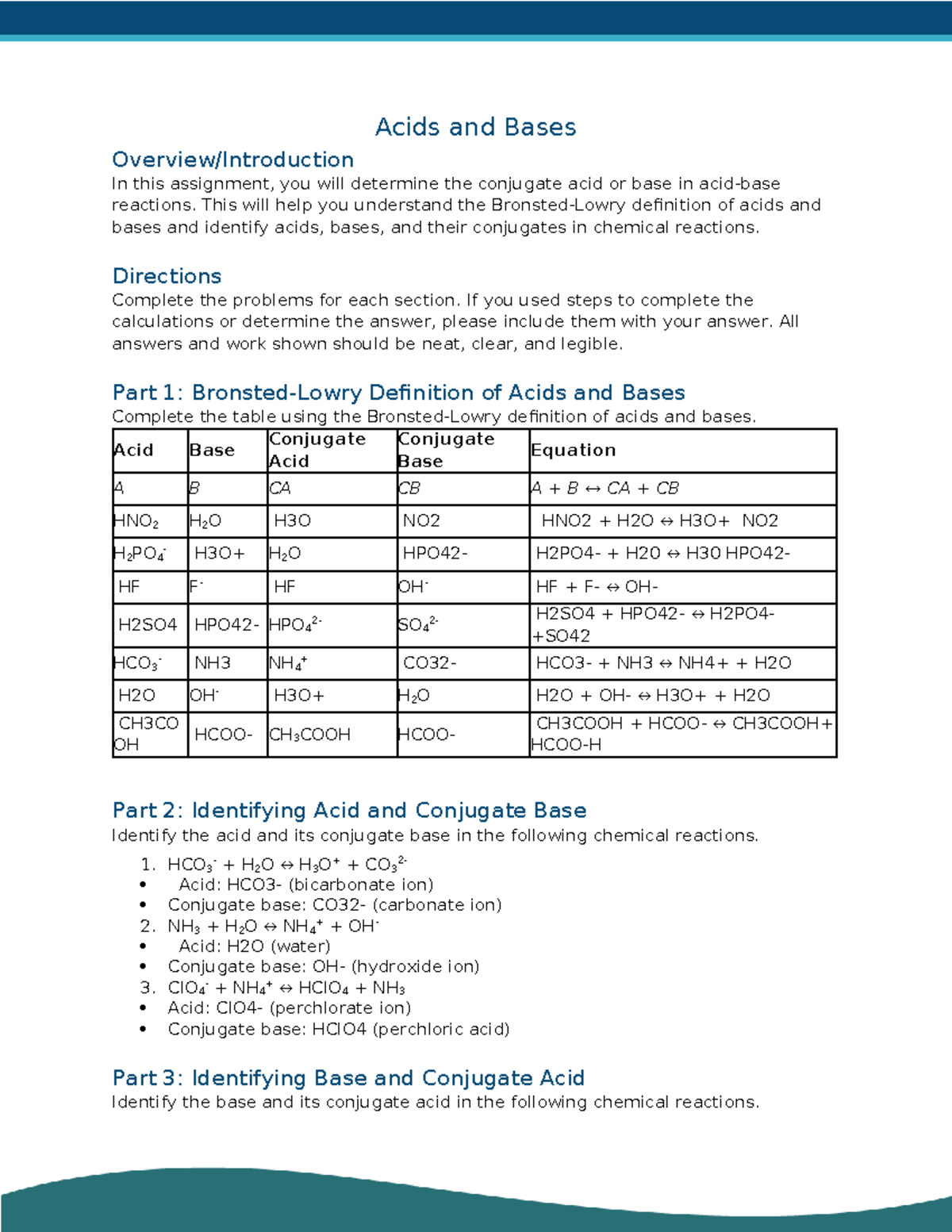 Acids and Bases - Acids and Bases Overview/Introduction In this ...