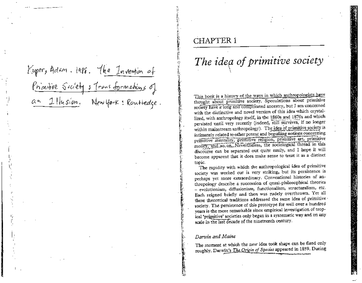 Adam Kuper copy - reading - Anthrop 3F03 - Studocu