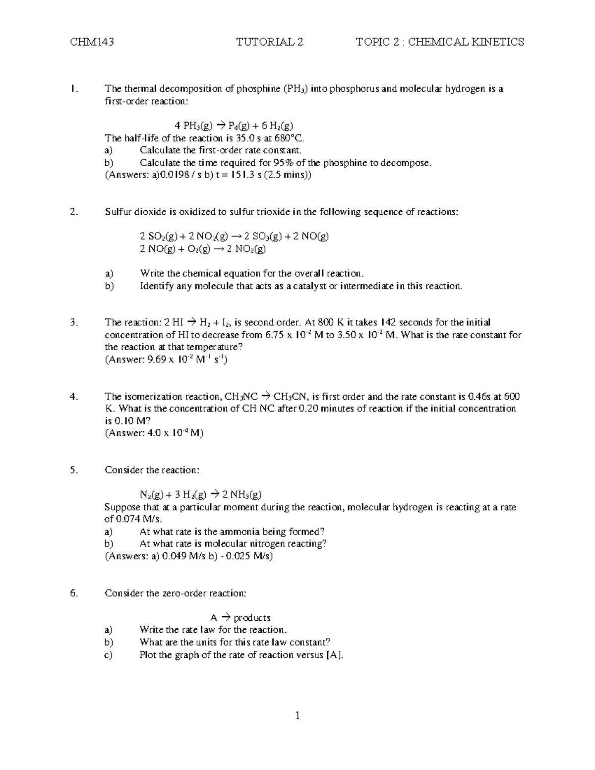 Tutorial 2 CHM143 - some exercises that can emphasize your knowledge ...