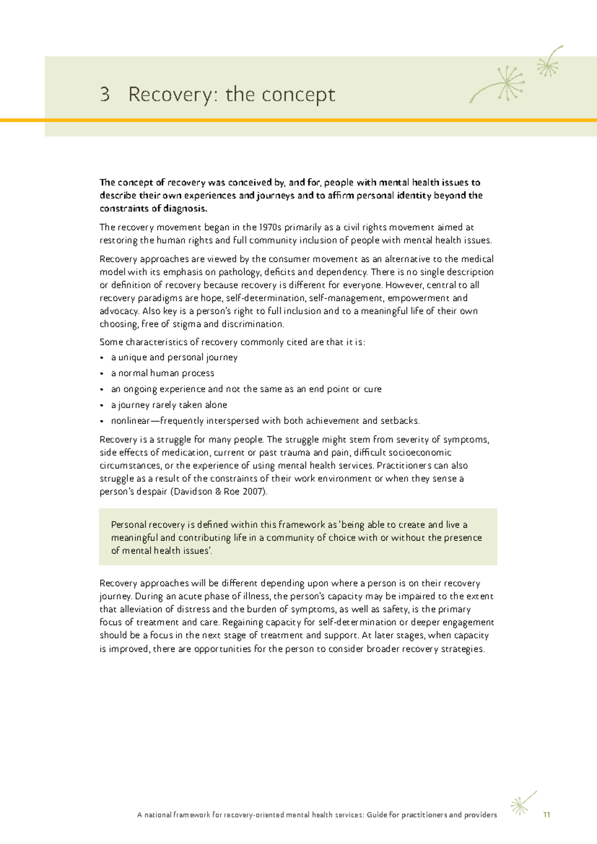 DCP10 Reading 1A Week 1- Ahmac 2013 Pgs 11-18 - 3 Recovery: the concept ...