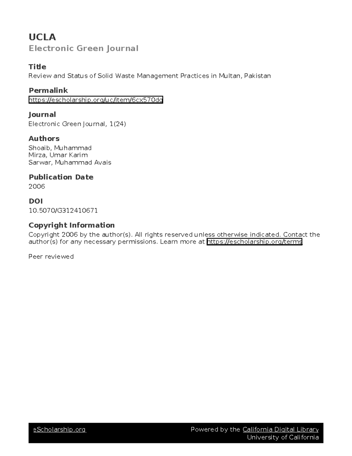 Assignment solid management - UCLA Electronic Green Journal Title ...