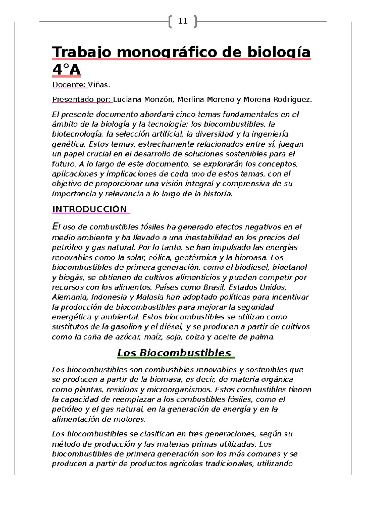 Nobodyyy uh uhhh - Trabajo monográfico de biología 4°A Docente: Viñas ...