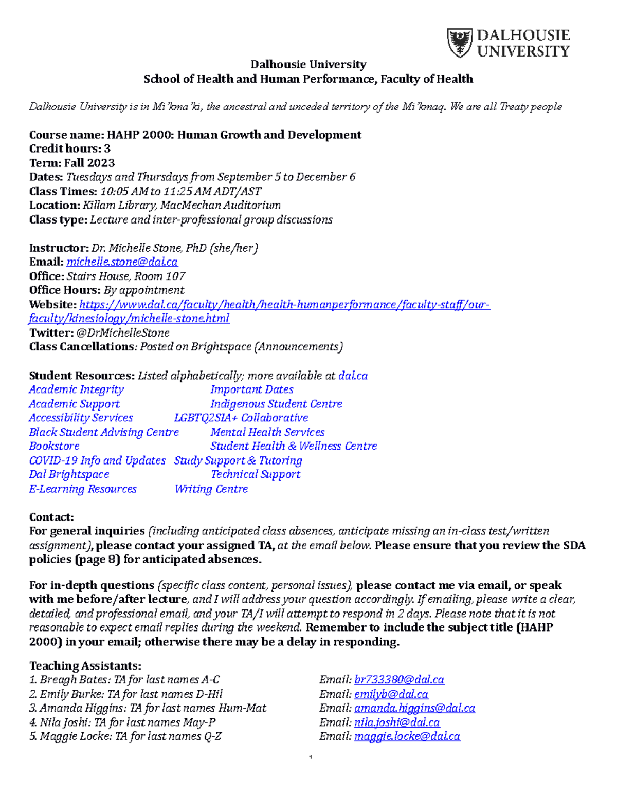 HAHP 2000 Fall 2023 Syllabus - Dalhousie University School of Health ...