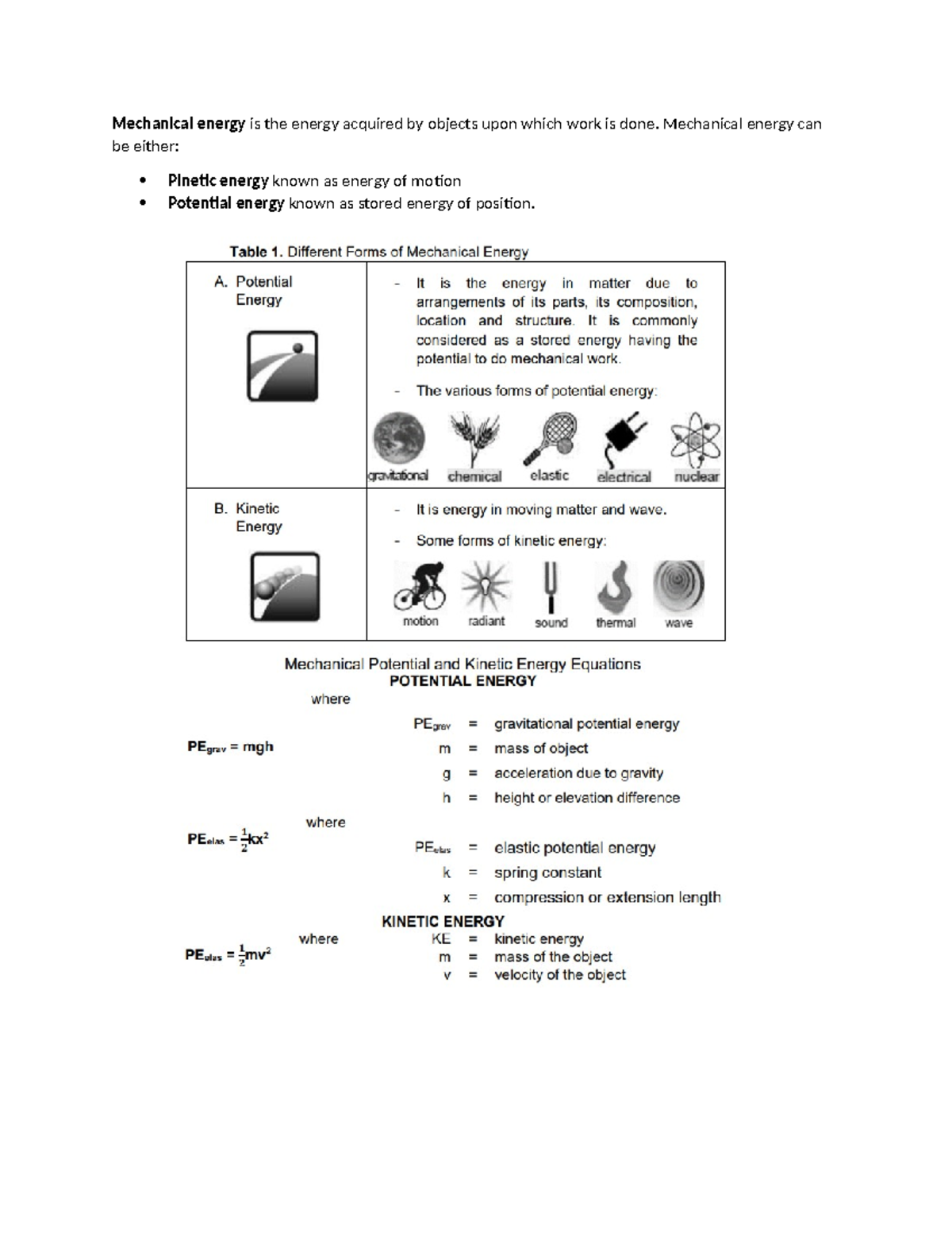 Mechanical energy - Earth Science - Mechanical energy can be either ...