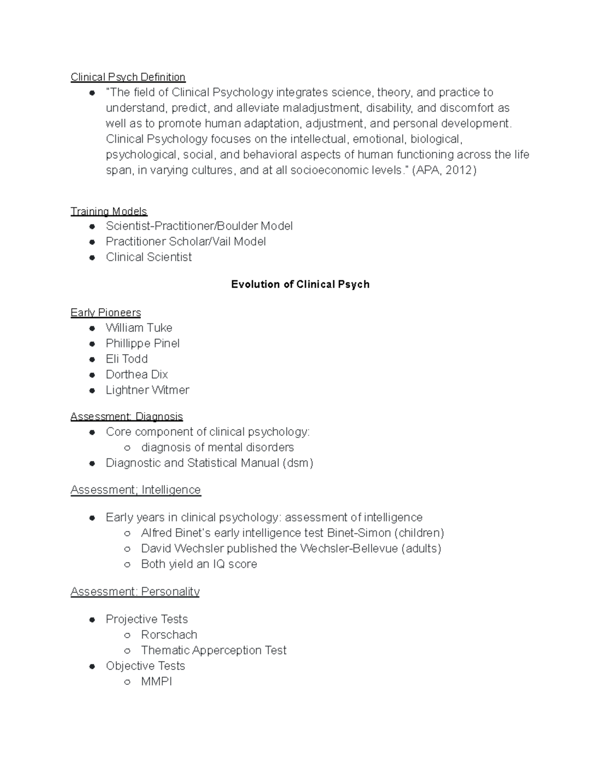 PSYC3080 Clinical Psychology Definition and Training - Clinical Psych ...