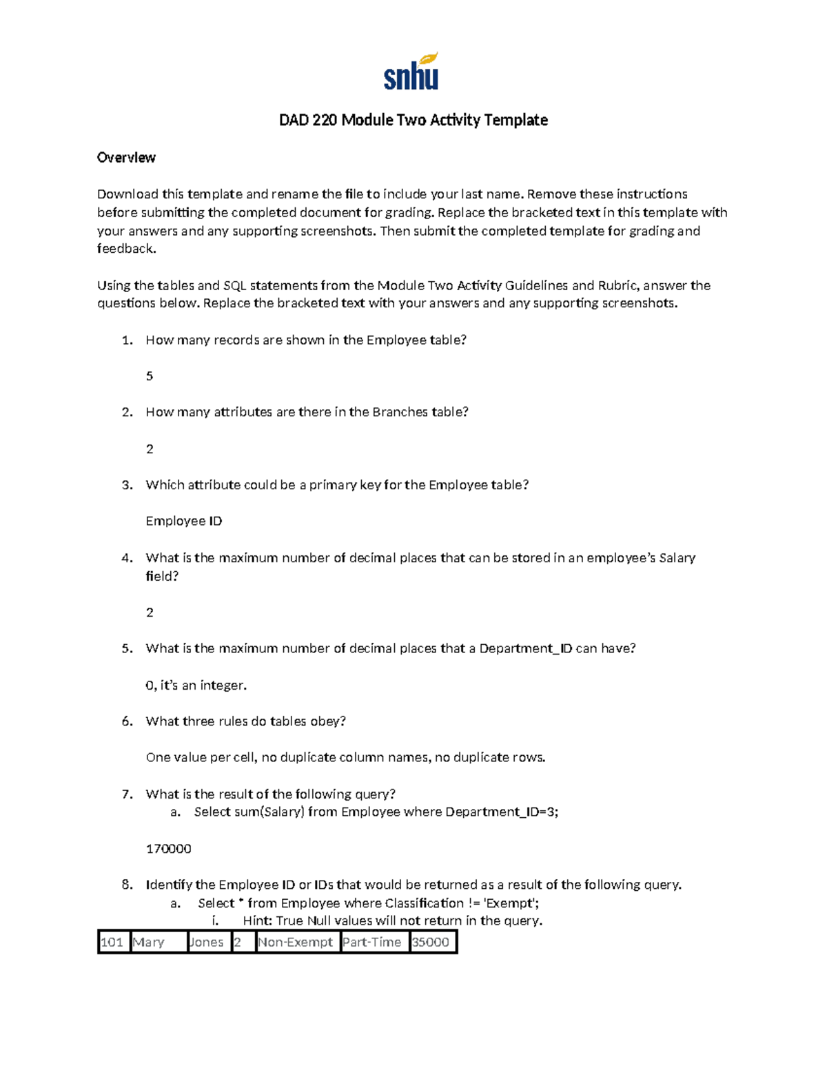 DAD 220 Module Two Activity - Remove these instructions before ...