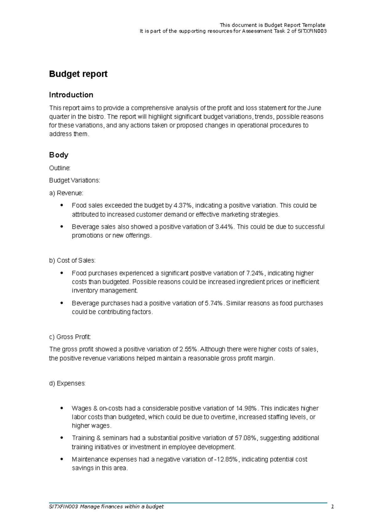 Budget-Report-Template - This document is Budget Report Template It is ...