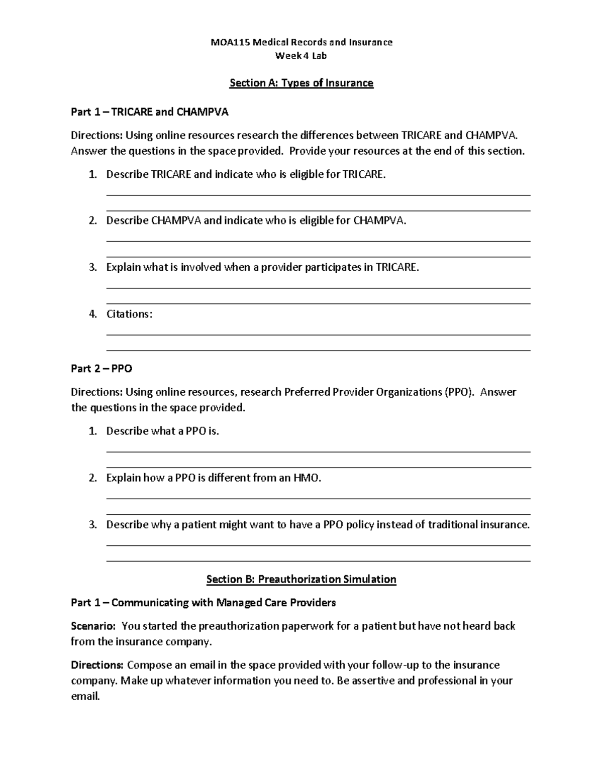 Week 4 Online Lab Week 4 Lab Moa115 Medical Records And Insurance Week 4 Lab Section A 