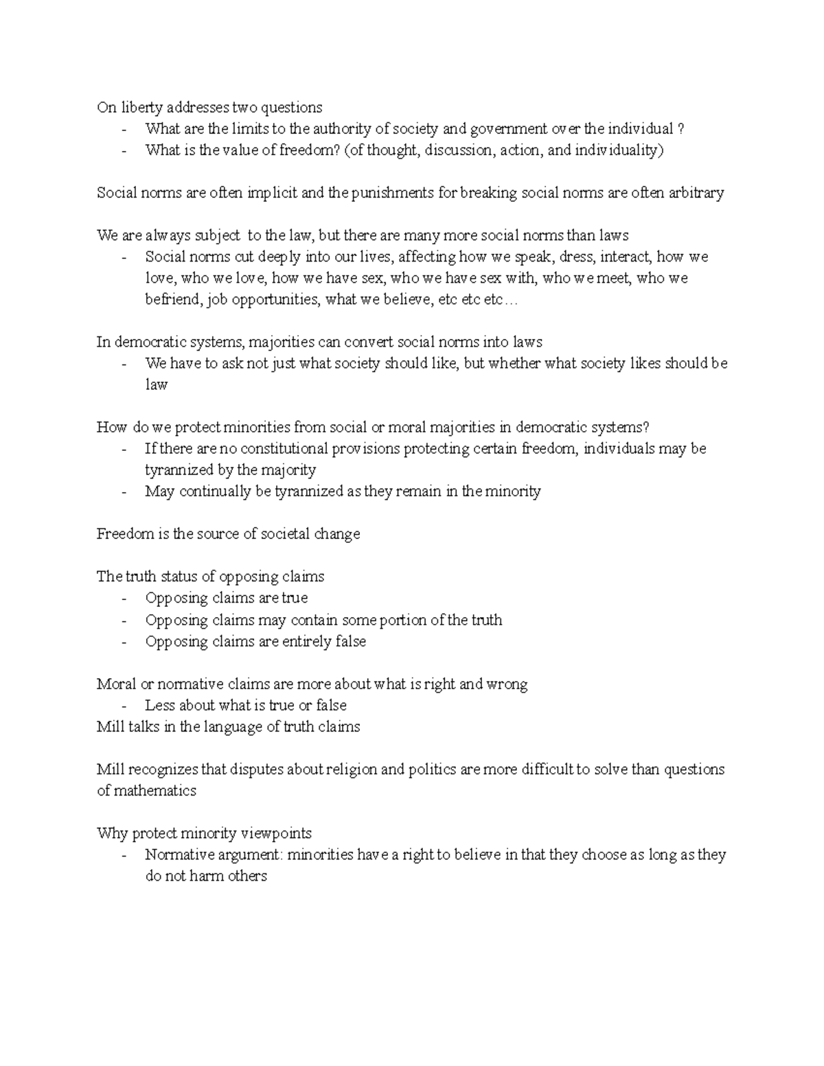 Poli theory - mill - Lecture notes regarding Mill - micheal mackenzie ...