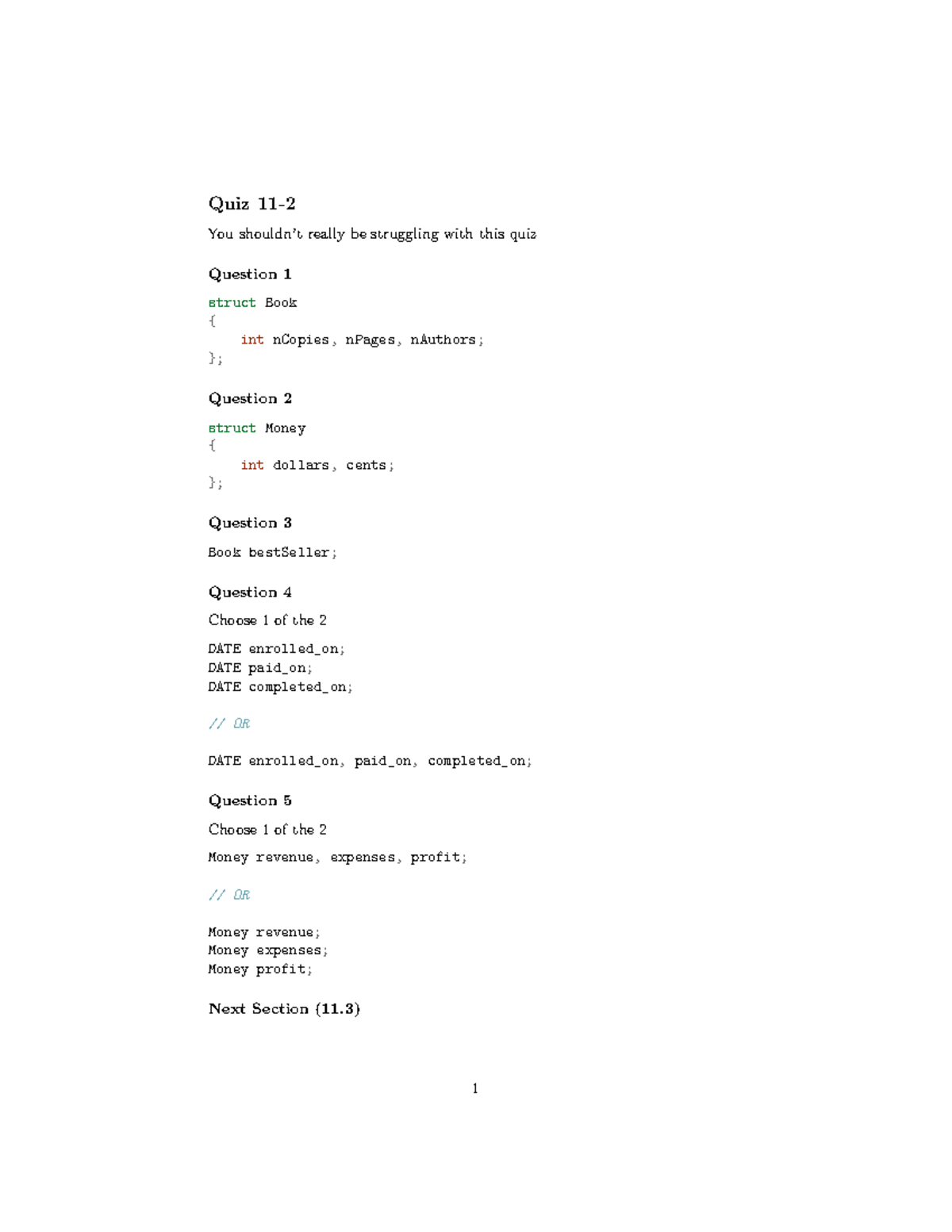 Unit 11 Answers - Quiz 11- You shouldn’t really be struggling with this ...