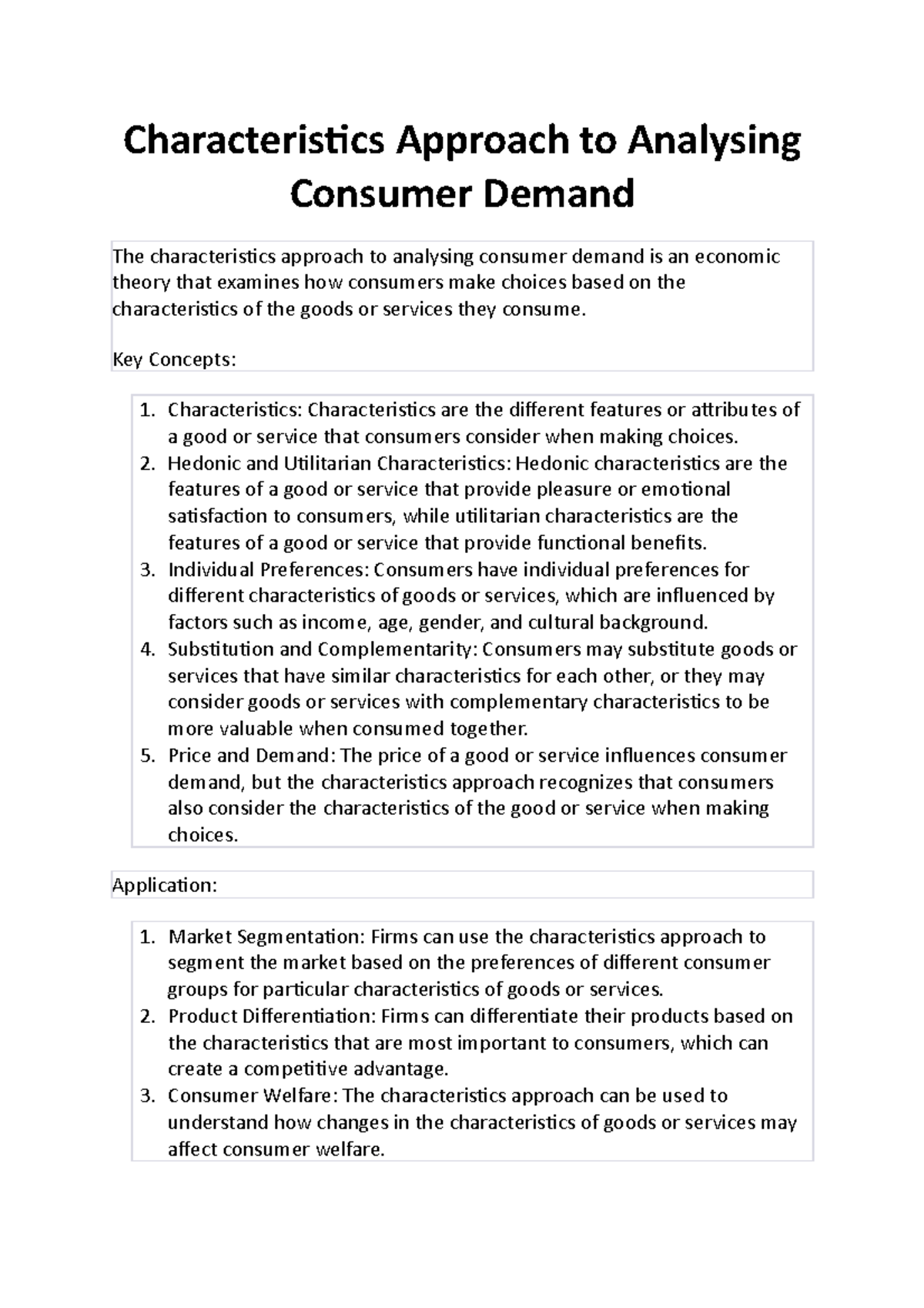 Characteristics Approach to Analysing Consumer Demand - Key Concepts ...