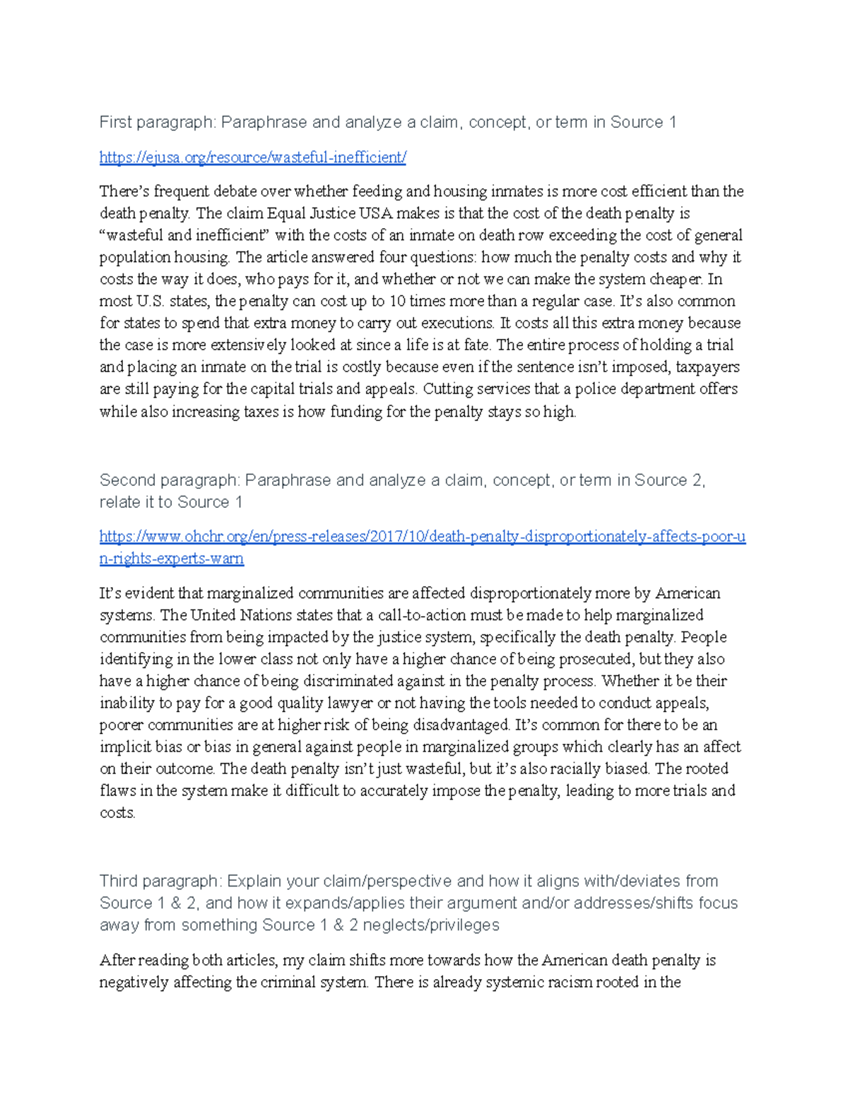 2211 3-Paragraph Writing Exercise - First paragraph: Paraphrase and ...