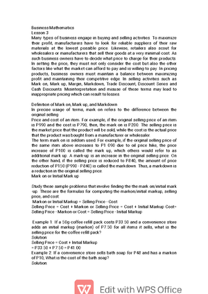 Business Mathematics L2 - Business Mathematics II. Lesson Content ...