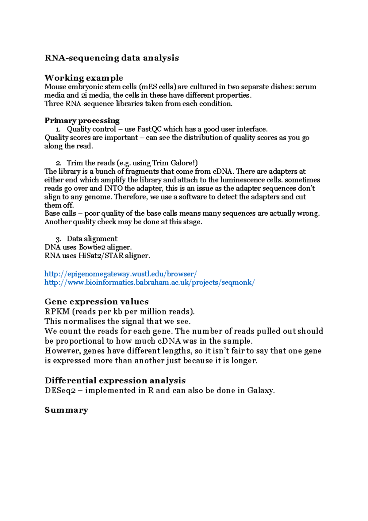 RNA sequencing - Lecture notes 11 - RNA-sequencing data analysis ...
