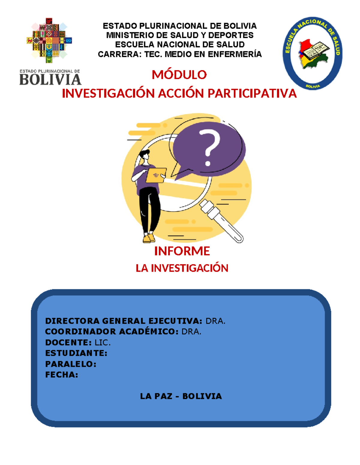 Caratula SSR - Investigación - ESTADO PLURINACIONAL DE BOLIVIA ...