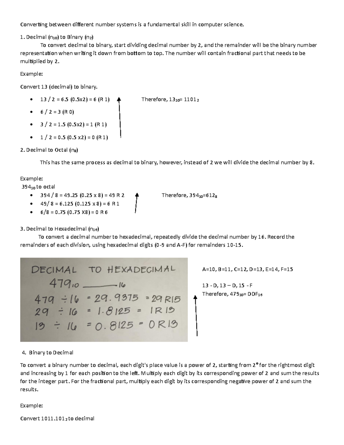 Conversion - Converting between different number systems is a ...
