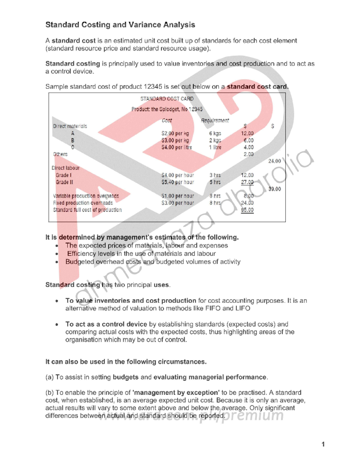 Standard Costing and Variance Analysis - Cost Management and Accounting ...