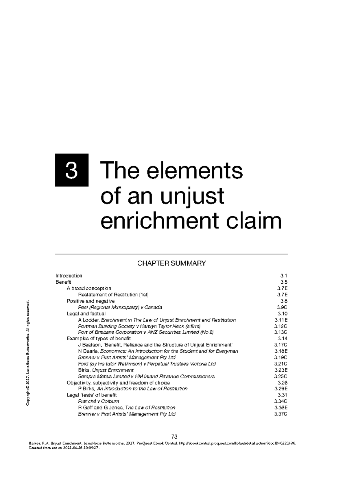 Unjust Enrichment - (Chapter 3) - 73 3 The elements of an unjust ...