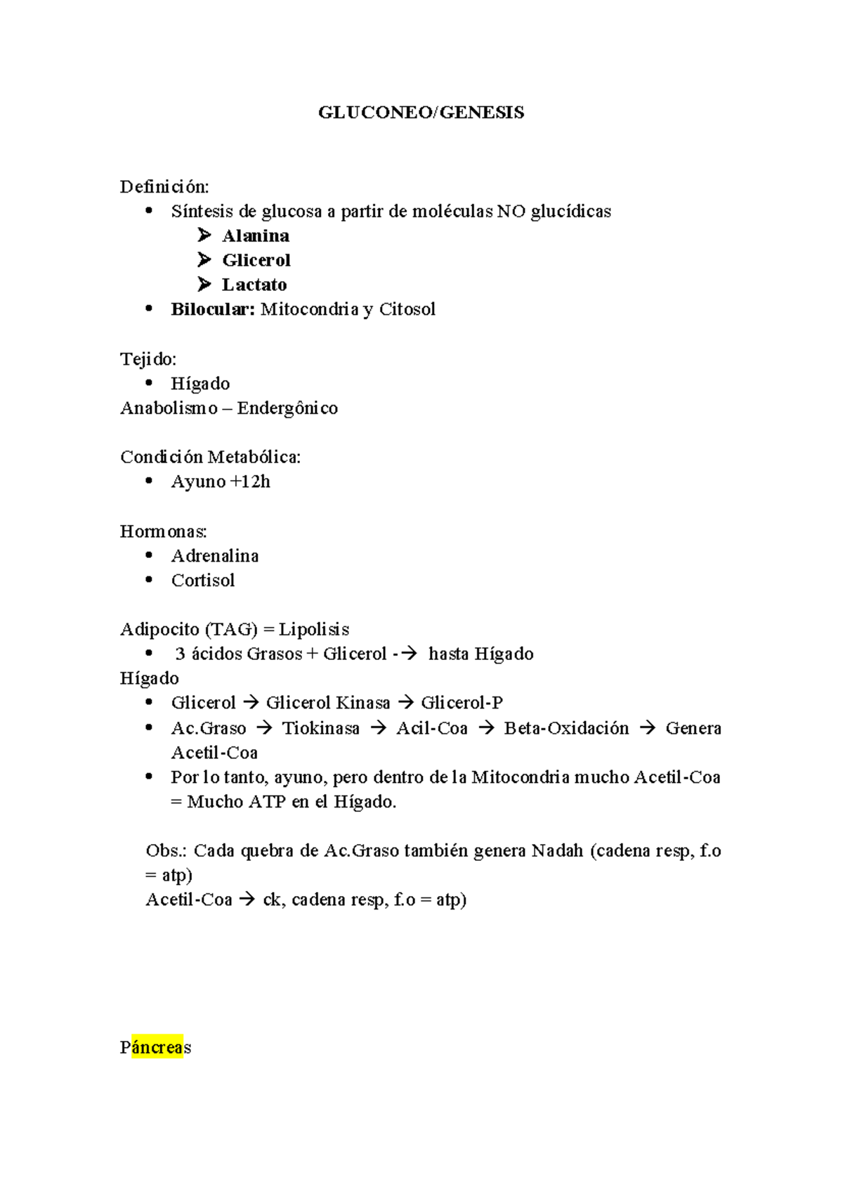 Metabolismo DE Glucidos - GLUCONEO/GENESIS Definición: Síntesis de ...