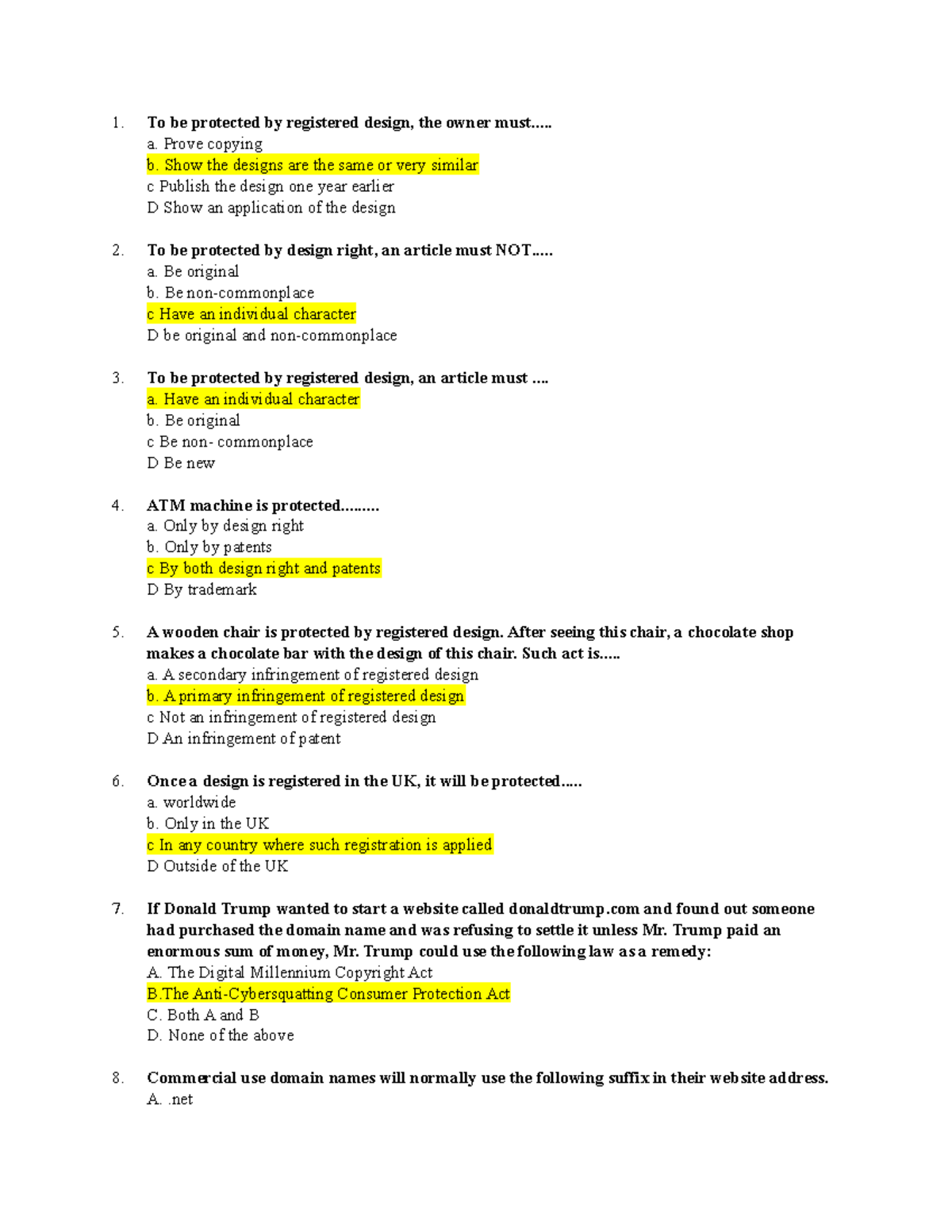 IPR 4 - sdasd - To be protected by registered design, the owner must ...