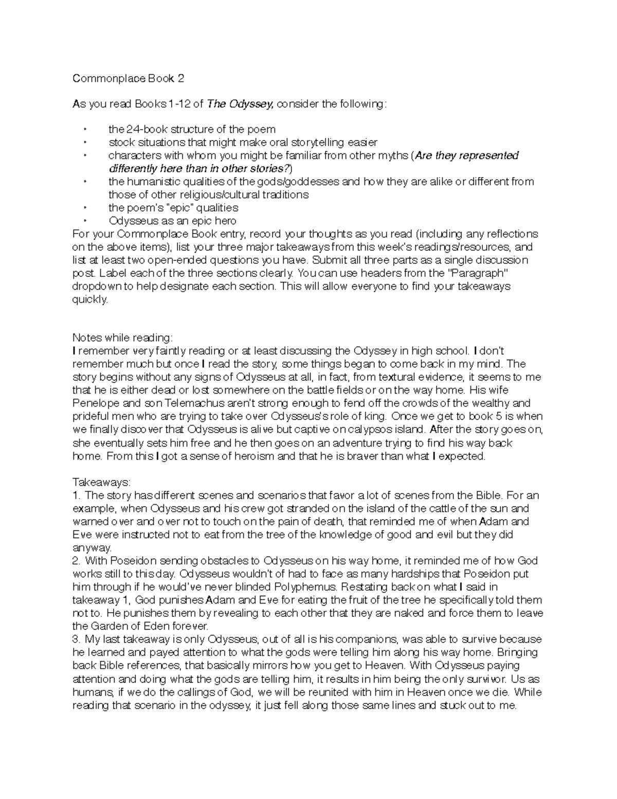 Commonplace Book 2 - Weekly reading and analysis - Commonplace Book 2 ...