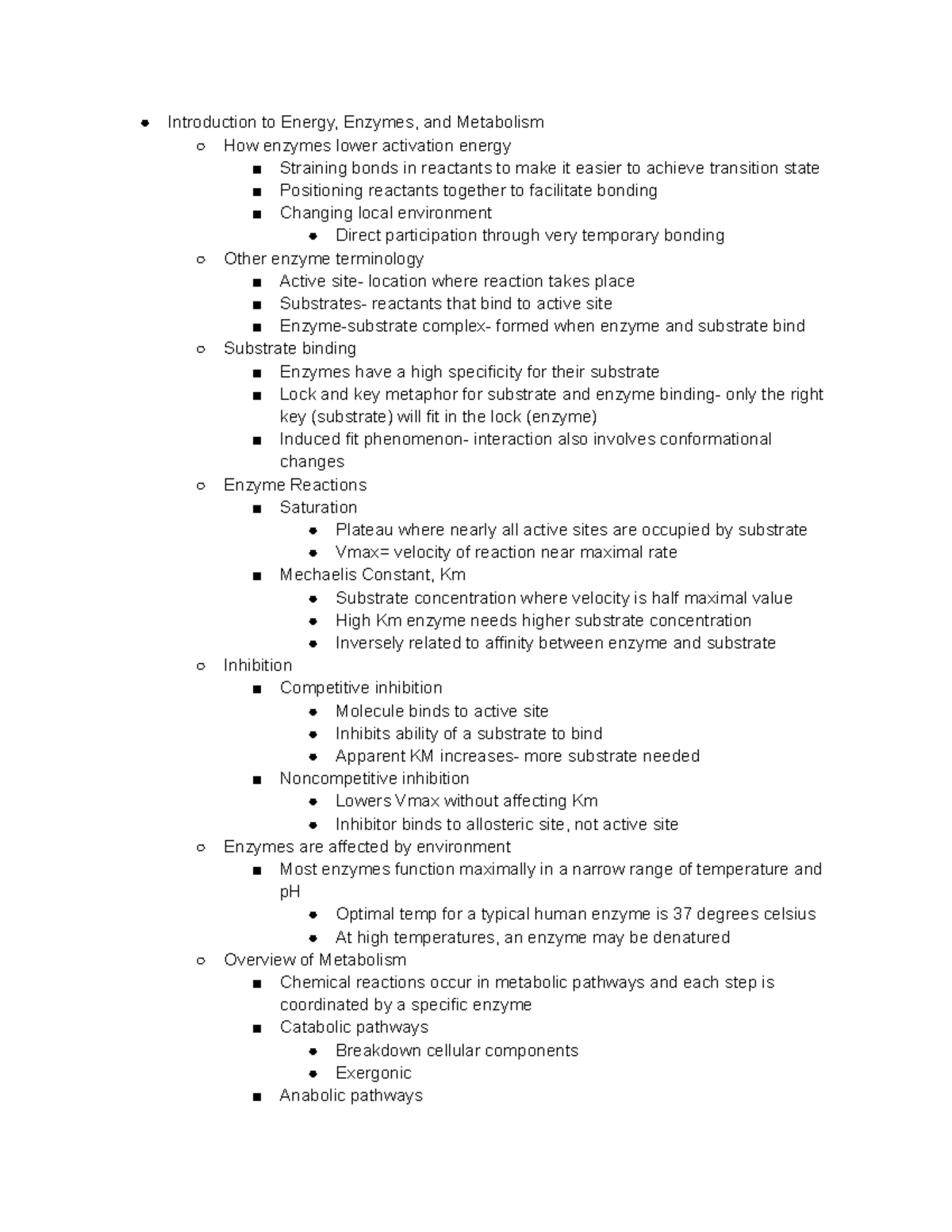 Chapter 6 Notes Part 2 - Introduction to Energy, Enzymes, and ...