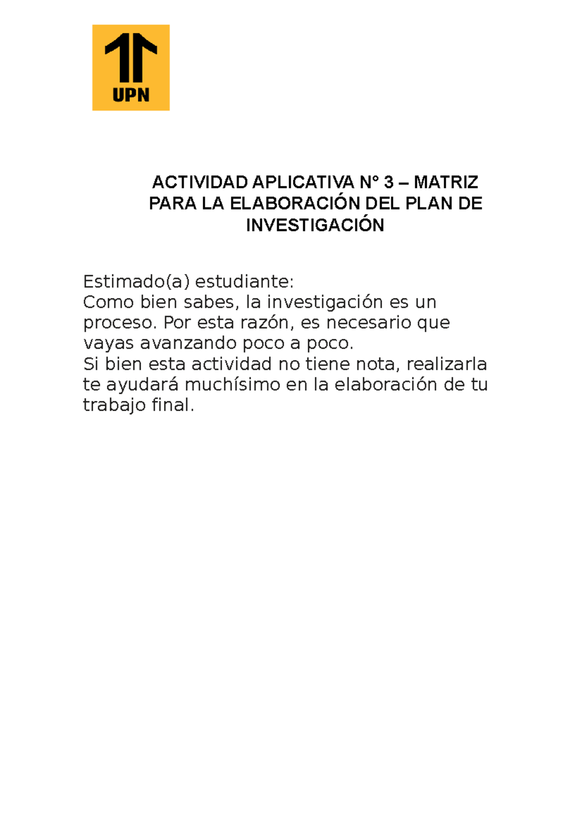 Matriz PARA LA Elaboración DEL PLAN DE Investigación - ACTIVIDAD ... Matriz PARA LA Elaboración DEL PLAN DE Investigación - ACTIVIDAD ...