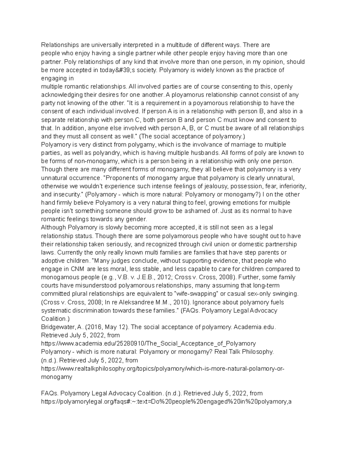 Reaction paper - Relationships are universally interpreted in a ...