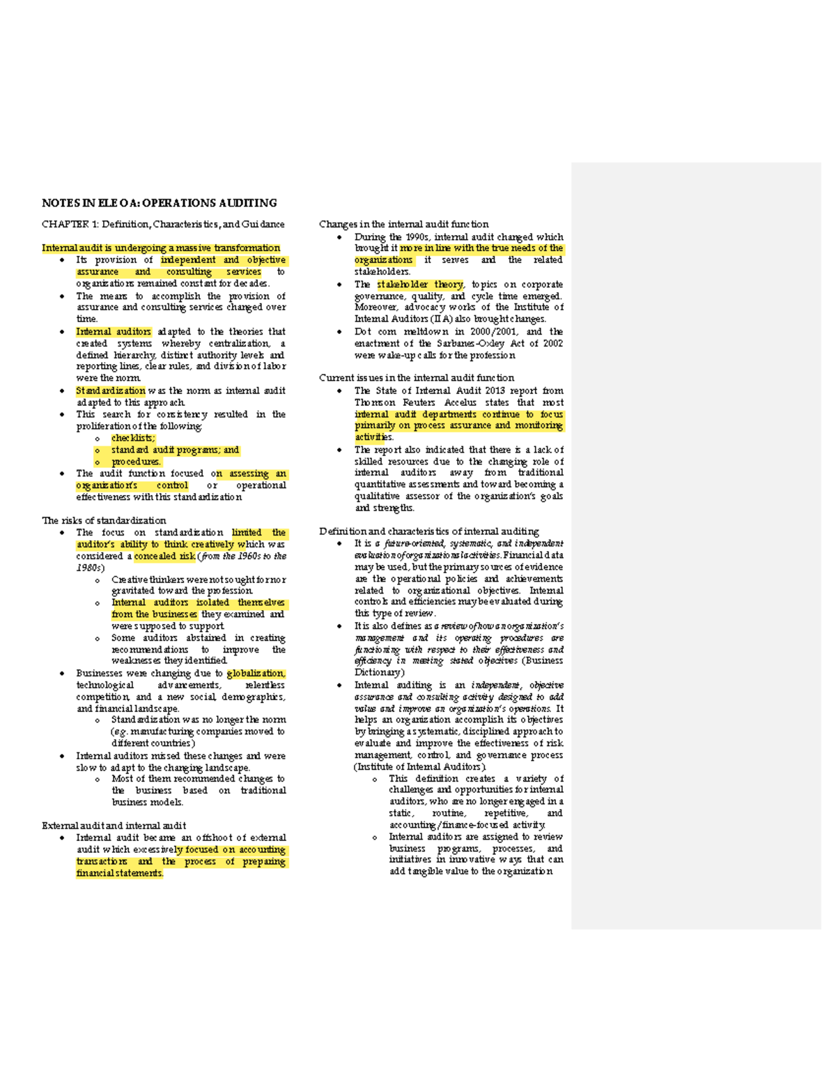 summary OA notes - CHAPTER 1: Definition, Characteristics, and Guidance ...