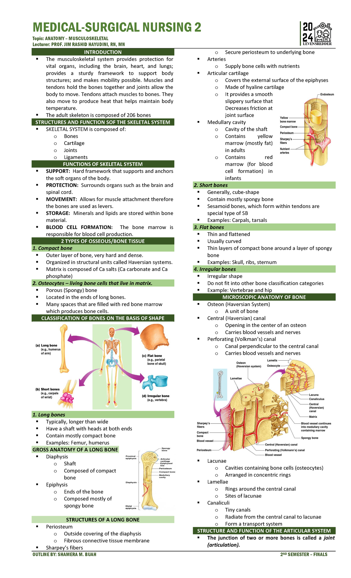 Anatomy- Musculo - good luck - MEDICAL-SURGICAL NURSING 2 Topic ...