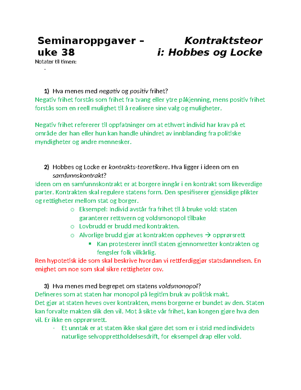 UKE 38 Seminaroppgaver MED SVAR - Kontraktsteori - Seminaroppgaver – uke 38 Kontraktsteor i ...