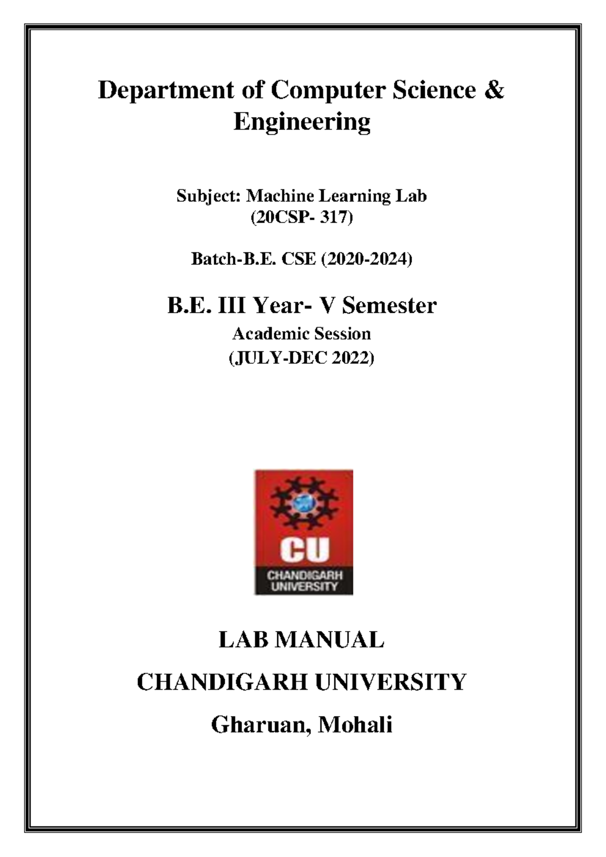 ML Lab Manual - Important question for mashine learning - Department of Computer Science & - Studocu