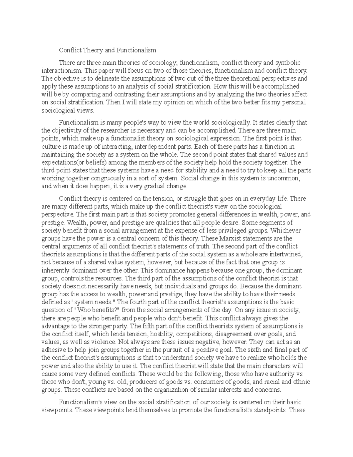 SOC - Conflict Theory and Functionalism - Conflict Theory and ...