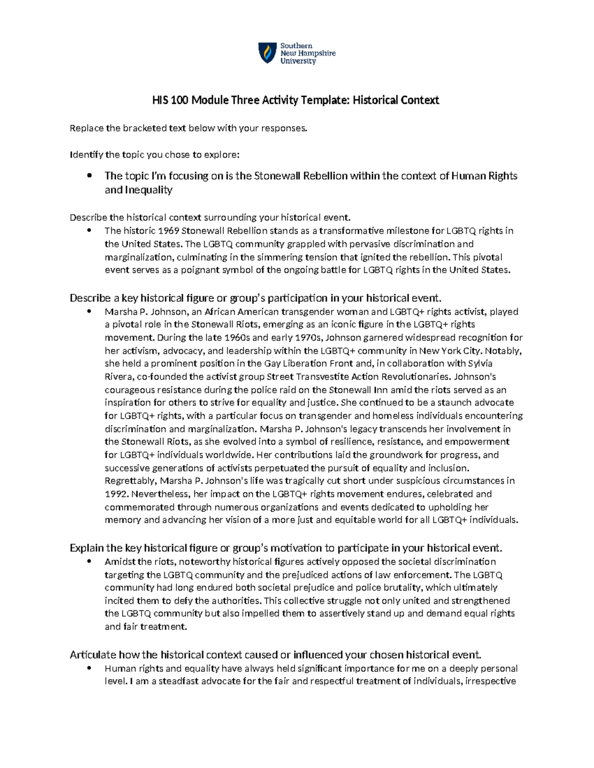 HIS 100 Module Three Activity Part 1 - HIS 100 Module Three Activity ...