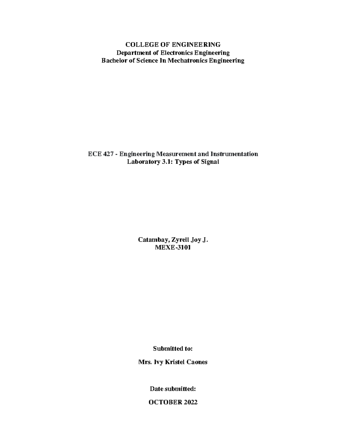 Catambay Lab3 - it can help - COLLEGE OF ENGINEERING Department of ...