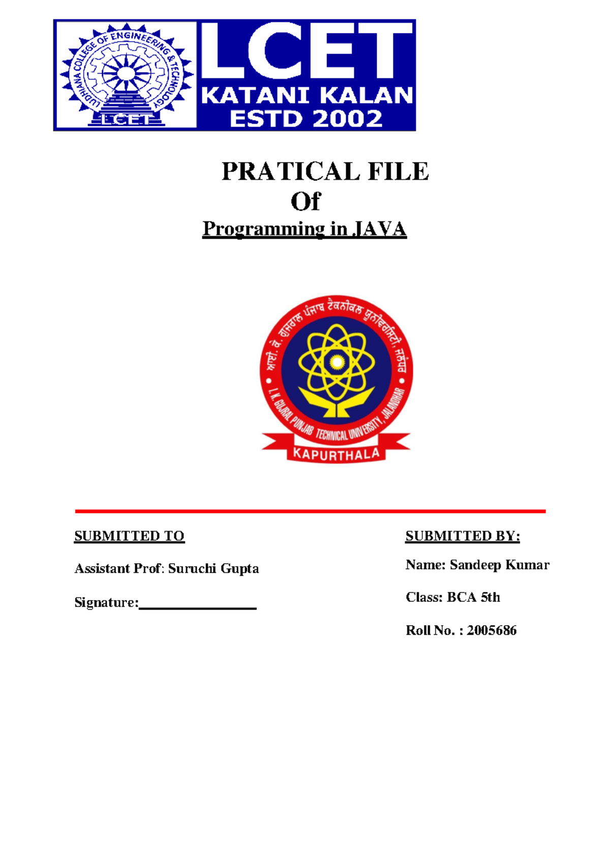 Sandeeep java file - nznvkasrnjnofbh - PRATICAL FILE Of Programming in JAVA SUBMITTED TO ...