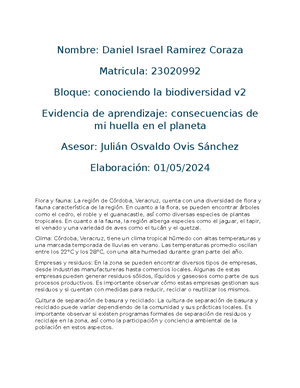 BIO EA1 Biodiversidad - Jesús Humberto Figueroa Soto Matricula 23009722 Asesor: Aimeé Sarahy ...